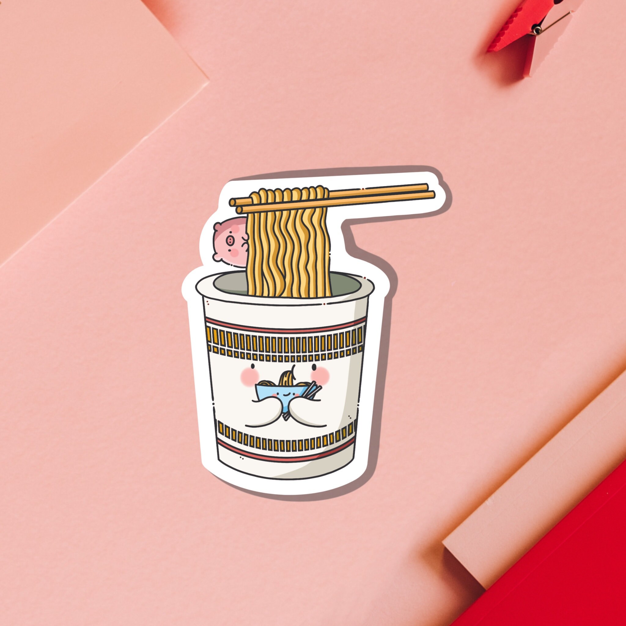 Cute Ramen Noodles Vinyl Sticker Kawaii Ramen Stickers - Etsy