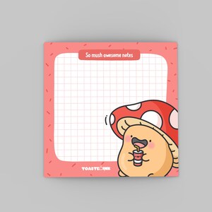 Cute Mushroom Sticky Notes, Mini Grid, Kawaii Design Sticky Notes, Cute ...