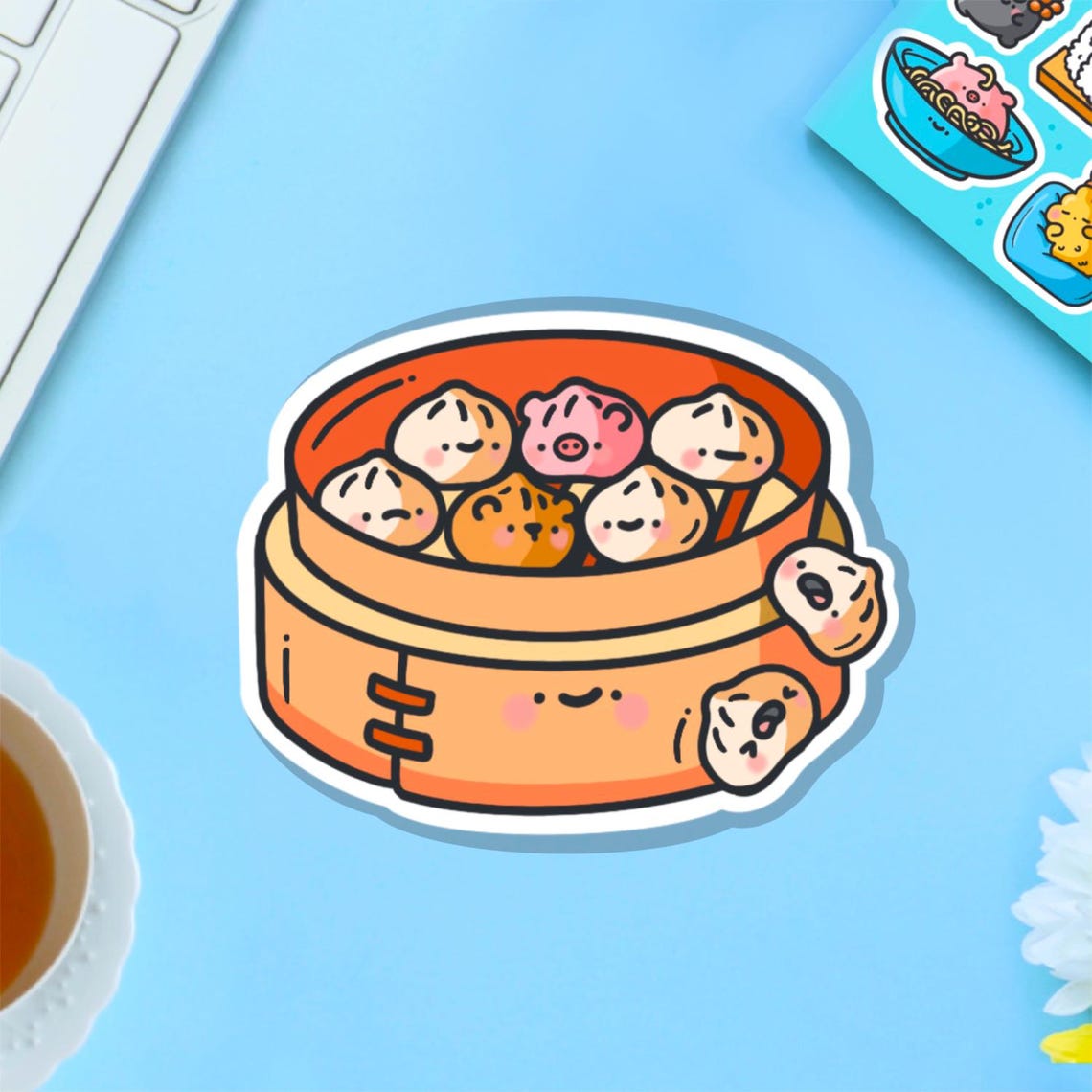 Steamed Buns Vinyl Sticker | Kawaii Dim Sum Buns Stickers | Cute Vinyl ...