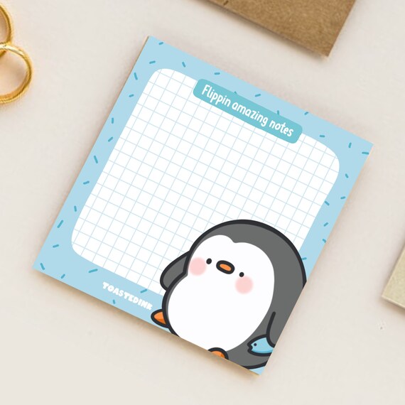 Penguin Sticky Notes Mini Grid Kawaii Design Sticky Notes | Etsy