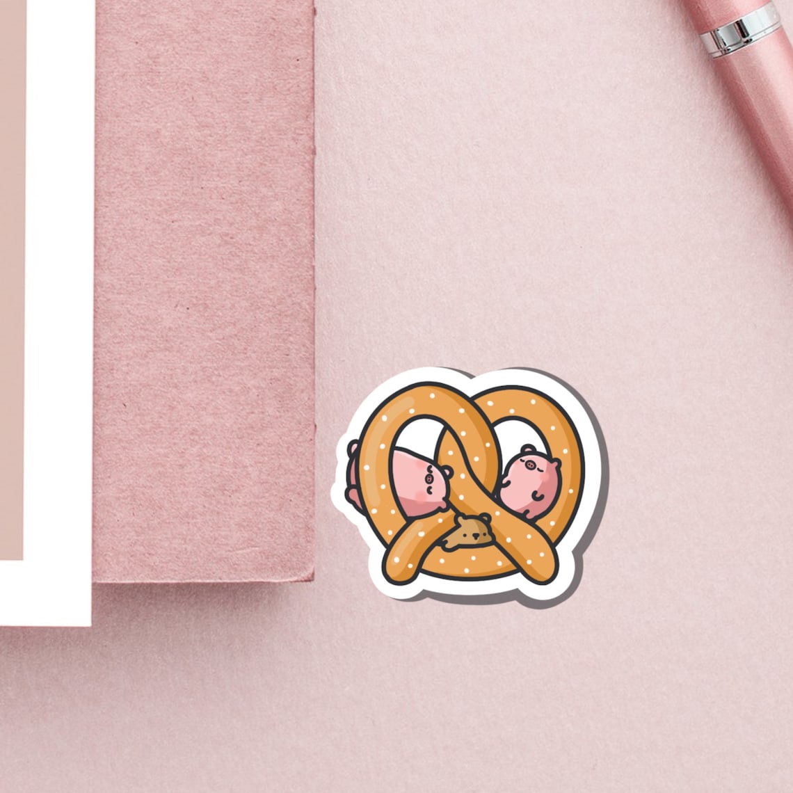 Cute Pretzel Vinyl Sticker Kawaii Stickers Pretzel Stickers | Etsy