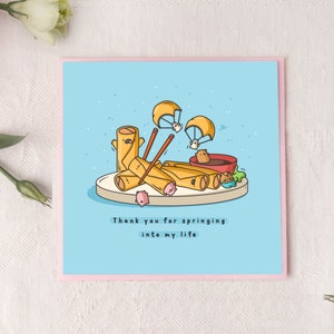 Cute Spring Roll Card Kawaii Spring Rolls Cards for Her - Etsy
