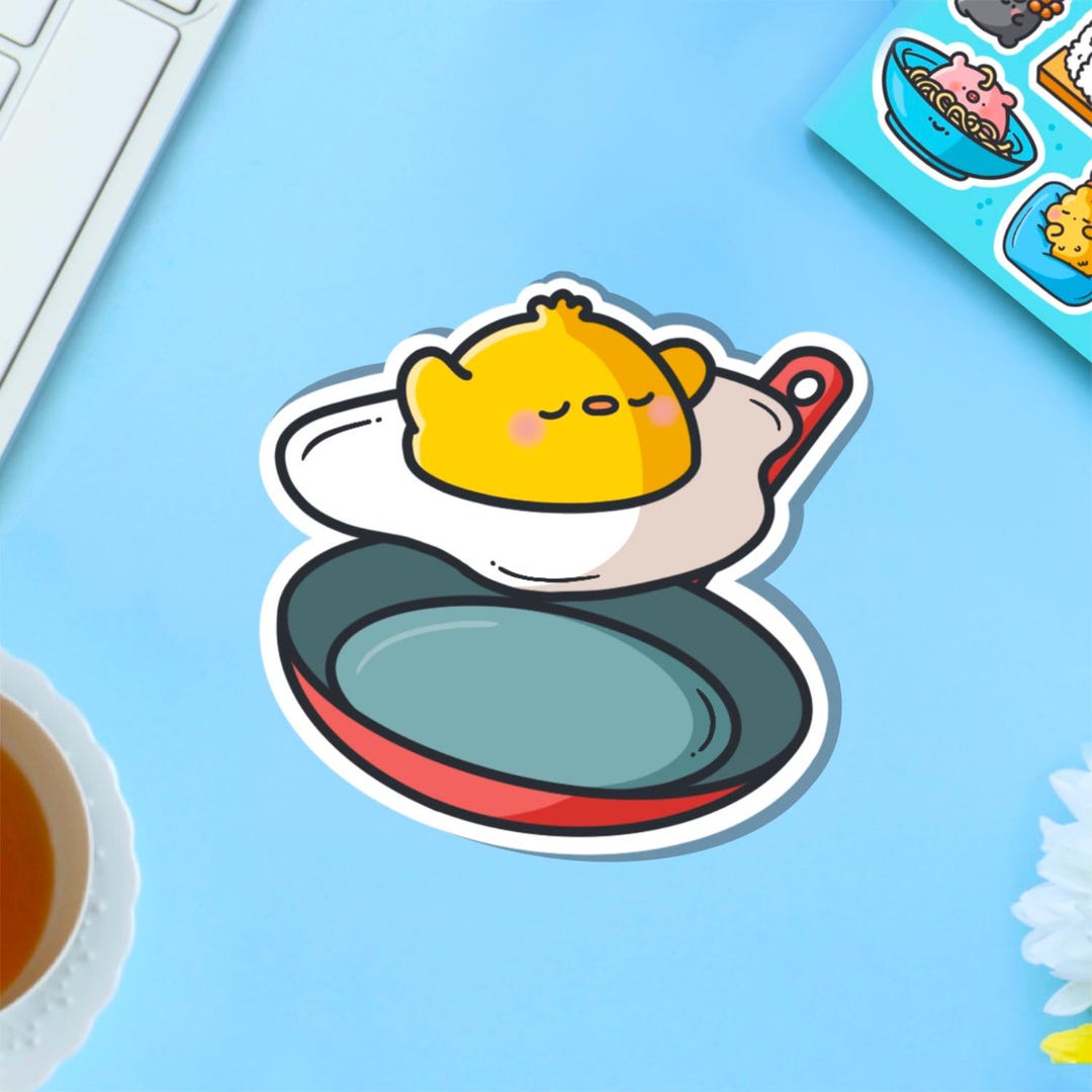 Fried Egg Chick Vinyl Sticker | Kawaii Chicken Stickers | Cute Vinyl ...