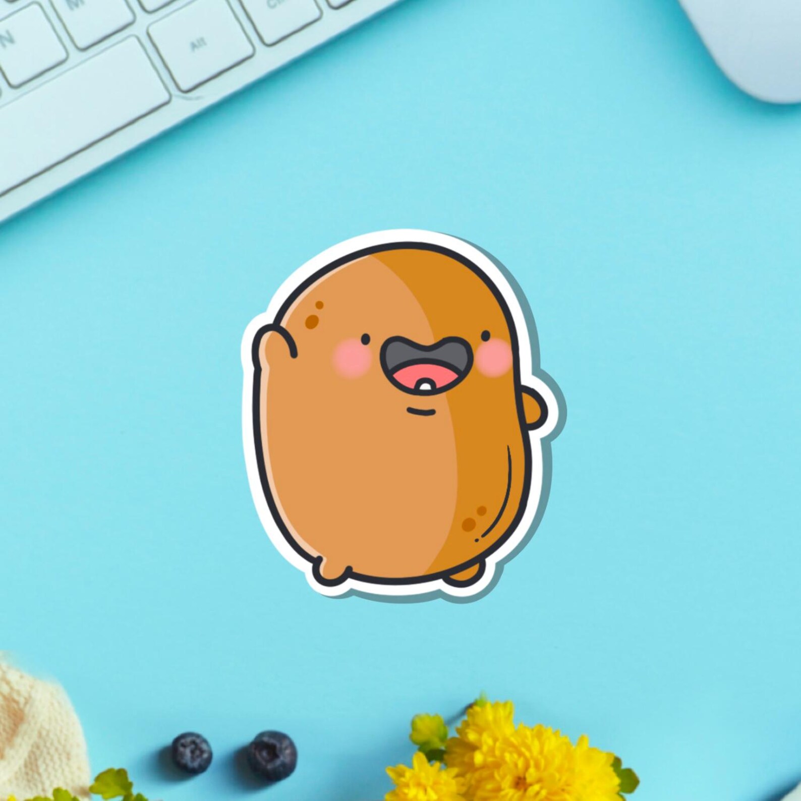 Waving Potato Vinyl Sticker | Kawaii Stickers, Potato Stickers | Cute ...