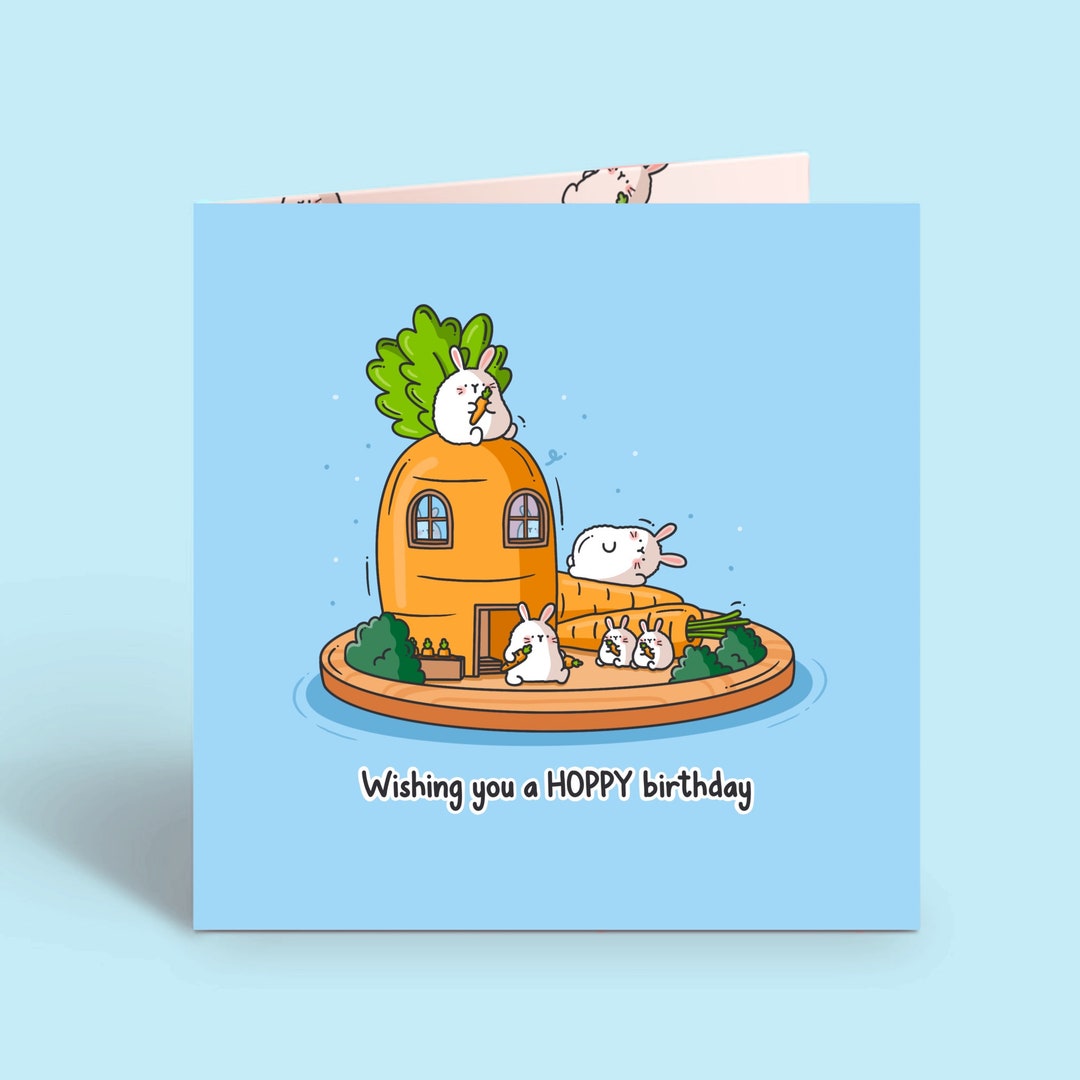 Bunny Rabbit Birthday Card Cute Card, Friendship Cards for Her, Cards ...