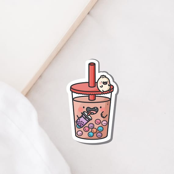 Cute Boba Tea Vinyl Sticker Kawaii Bubble Tea Stickers | Etsy