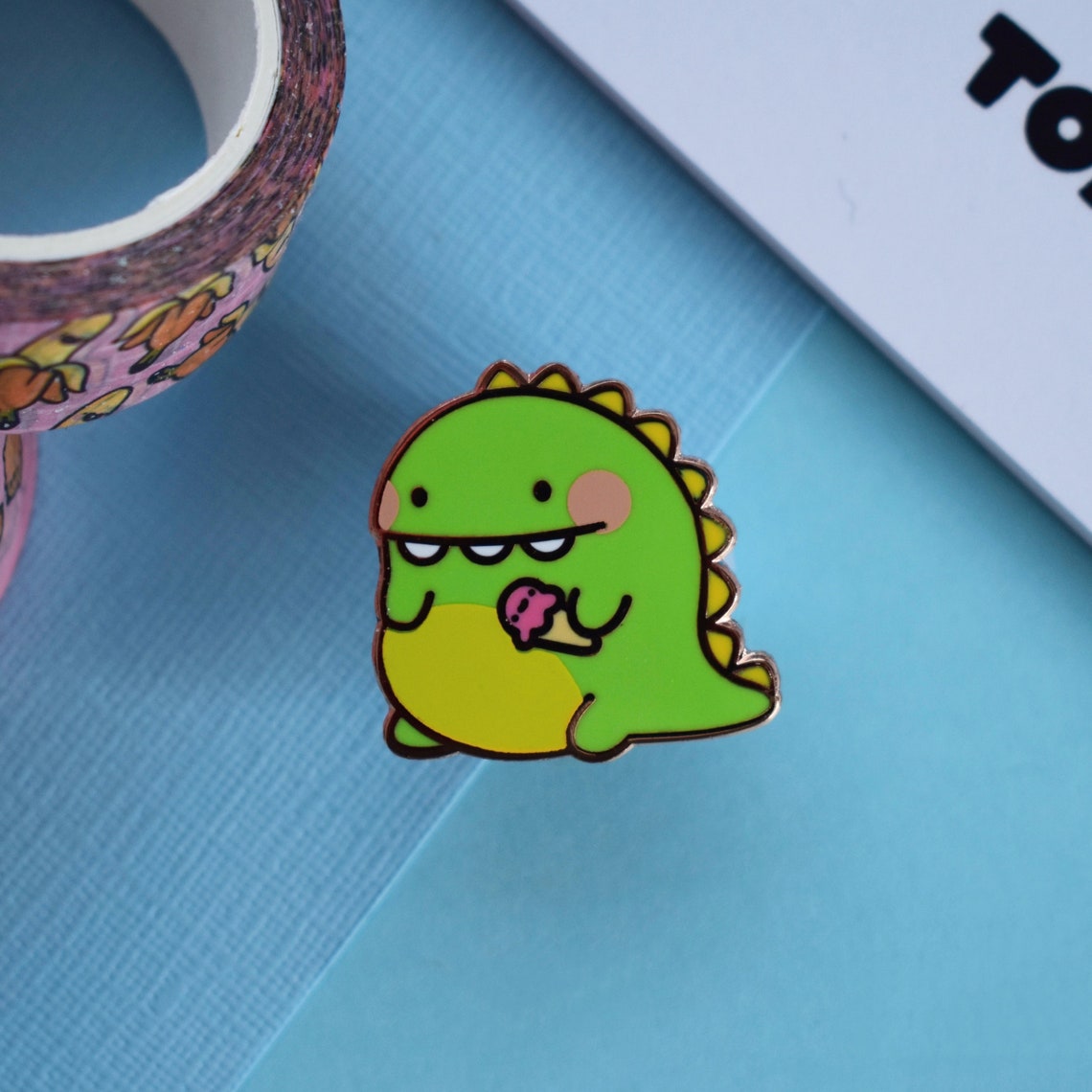 Cute Dinosaur Enamel Pin Kawaii Dinosaur Pin Rose Gold - Etsy