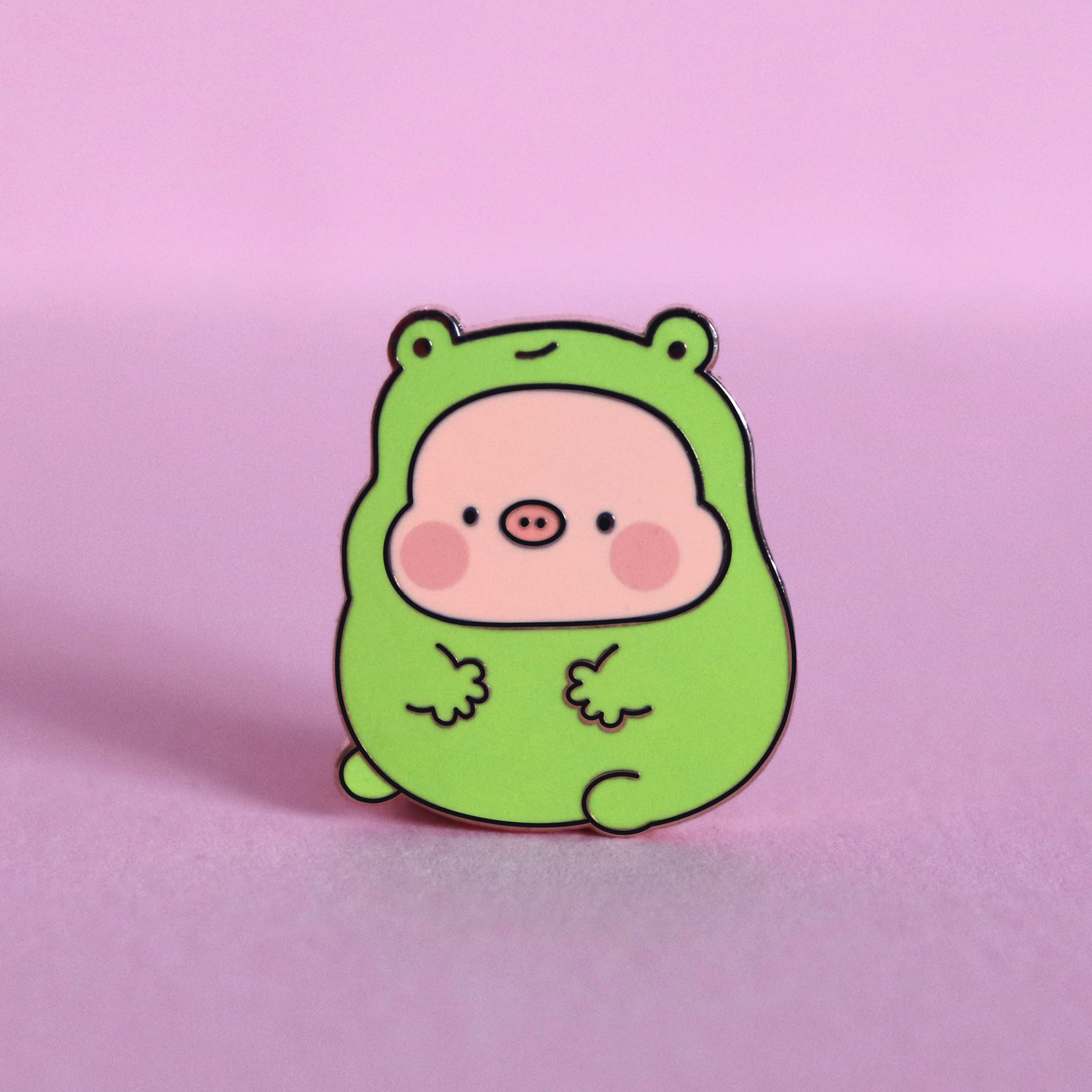 Pig in Frog Costume Enamel Pin | Kawaii Pig Pin | Rose Gold Frog | Hard ...