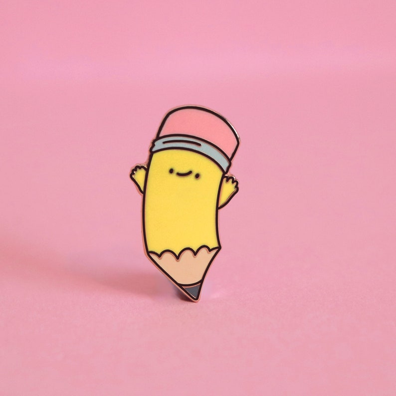 Pencil Enamel Pin | Kawaii Pencil Lapel Pin | Rose Gold | Hard Enamel ...