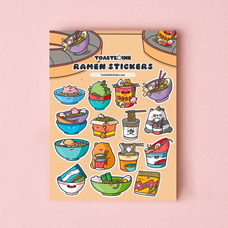 Ramen Noodles Sticker Sheet - Cute Noodles Stickers - Kawaii Food ...