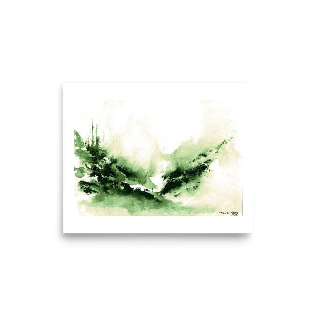 Green Landscape - Watercolor Poster Print - Etsy