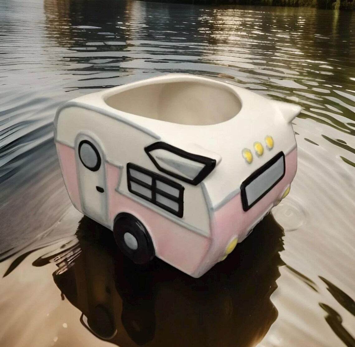 Ceramic Camper Trailer Pink Planter - Etsy