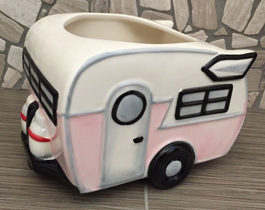 Ceramic Camper Trailer Pink Planter - Etsy