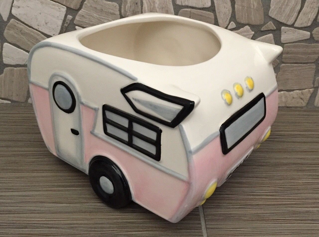 Ceramic Camper Trailer Pink Planter - Etsy