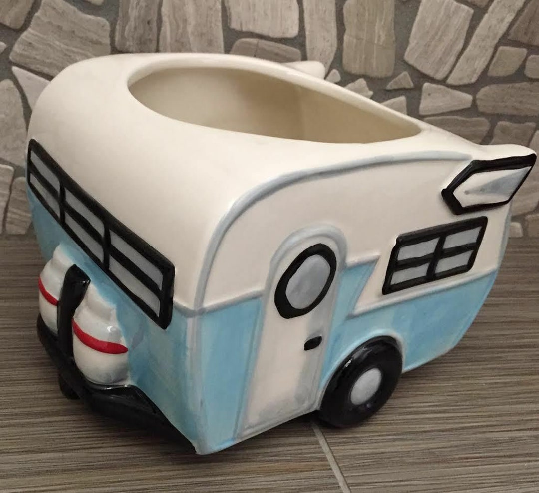 Ceramic Camper Trailer Pink Planter - Etsy