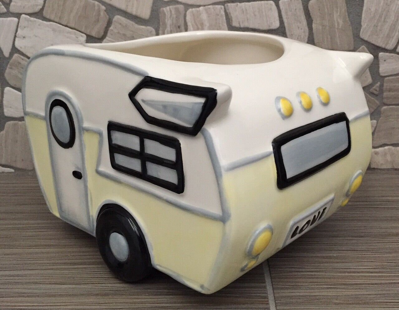 Ceramic Camper Trailer Yellow Planter - Etsy