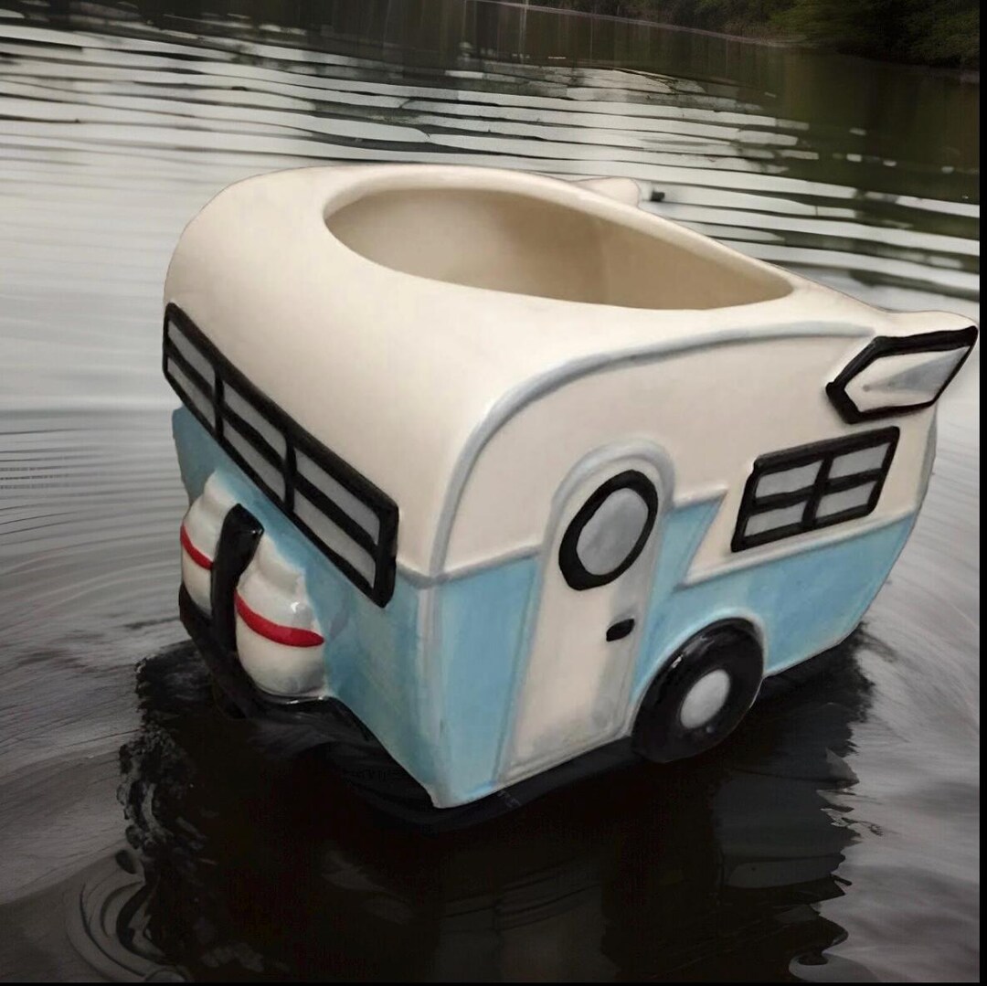 Ceramic Camper Trailer Pink Planter - Etsy