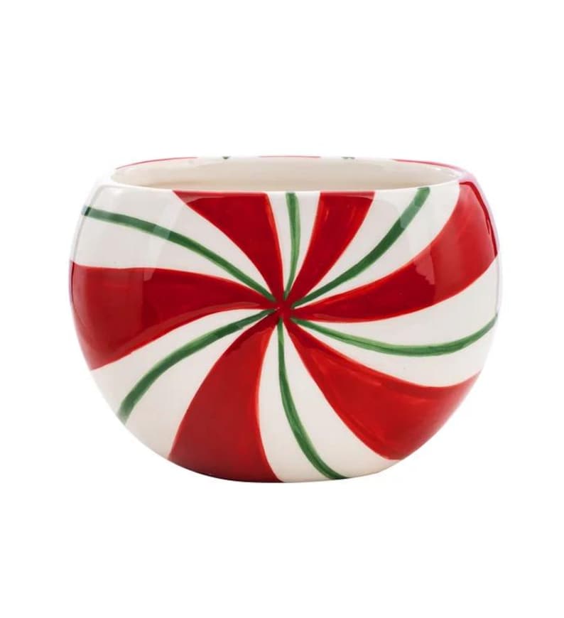 Peppermint Candy Ceramic Christmas Planter/candy Dish/basket - Etsy