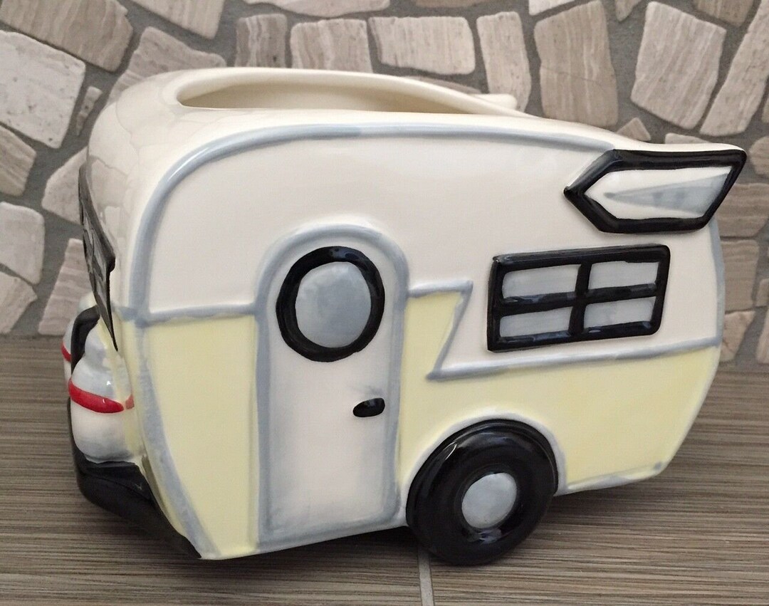 Ceramic Camper Trailer Yellow Planter - Etsy