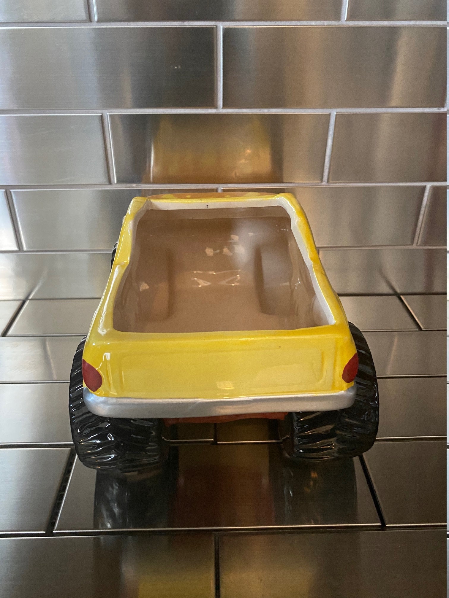 Ceramic Yellow Monster Truck Planter / Ceramic Jeep Truck - Etsy