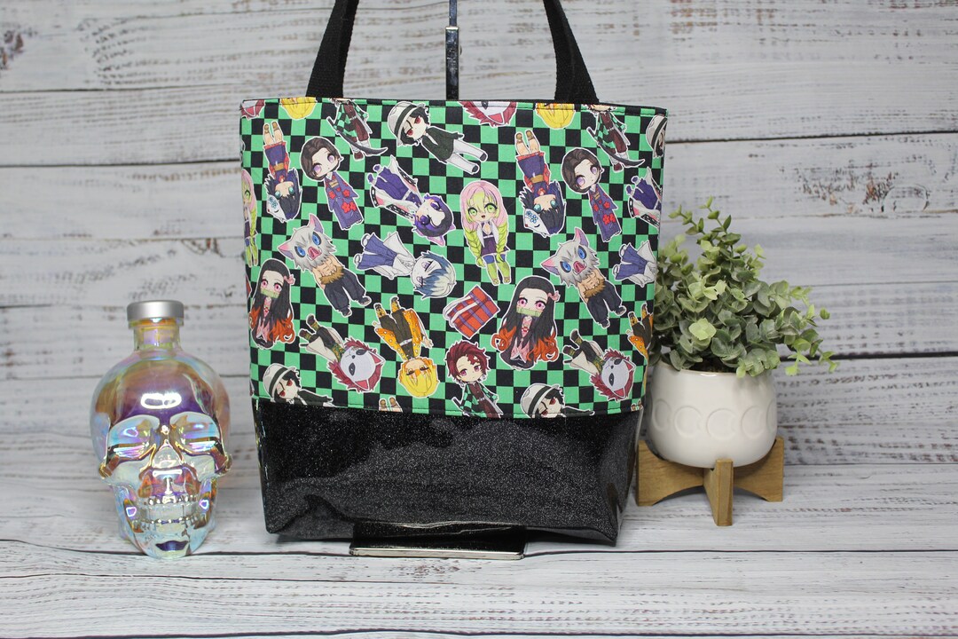 Anime Checkered Tote Bag - Etsy