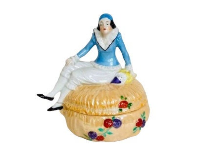 Art Deco Sitzendorf German Porcelain Lustre Glaze Colombine With Doll ...