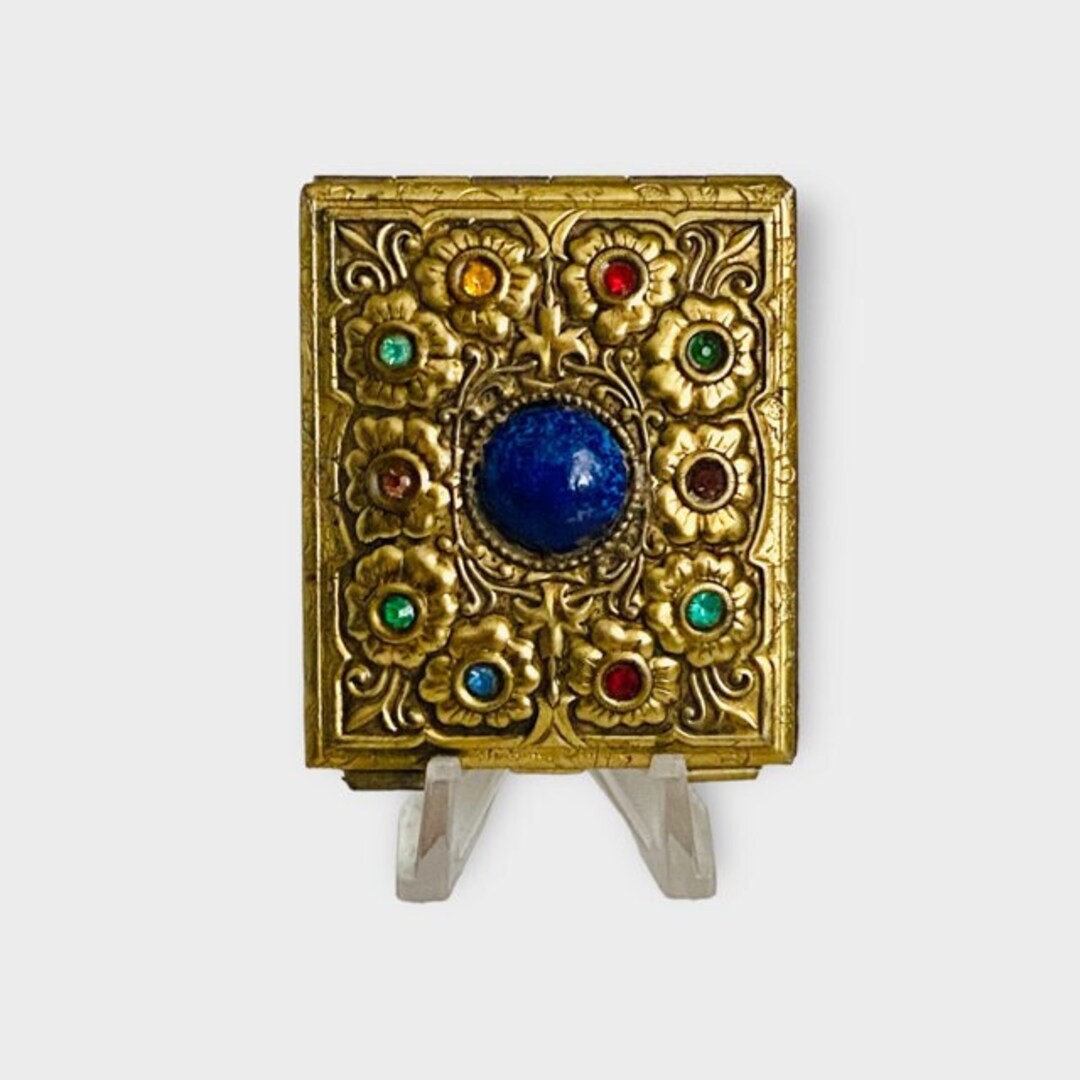 Art Deco 1920's Czech Jewelled & Faux Lapis Powder Compact - Etsy