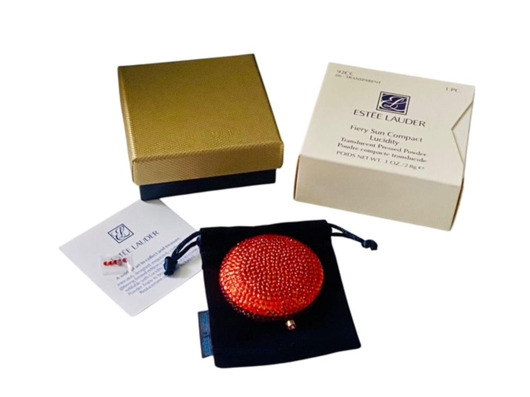 Estee Lauder Powder Compact Ltd Edition Fiery Sun Swarovski Crystals ...