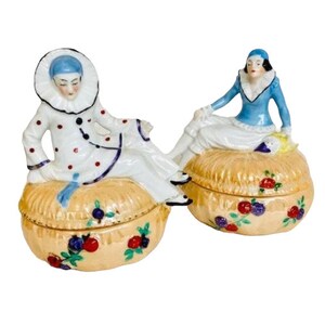 Art Deco Sitzendorf German Porcelain Lustre Glaze Pierrot With Mandolin ...