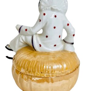 Art Deco Sitzendorf German Porcelain Lustre Glaze Pierrot With Mandolin ...