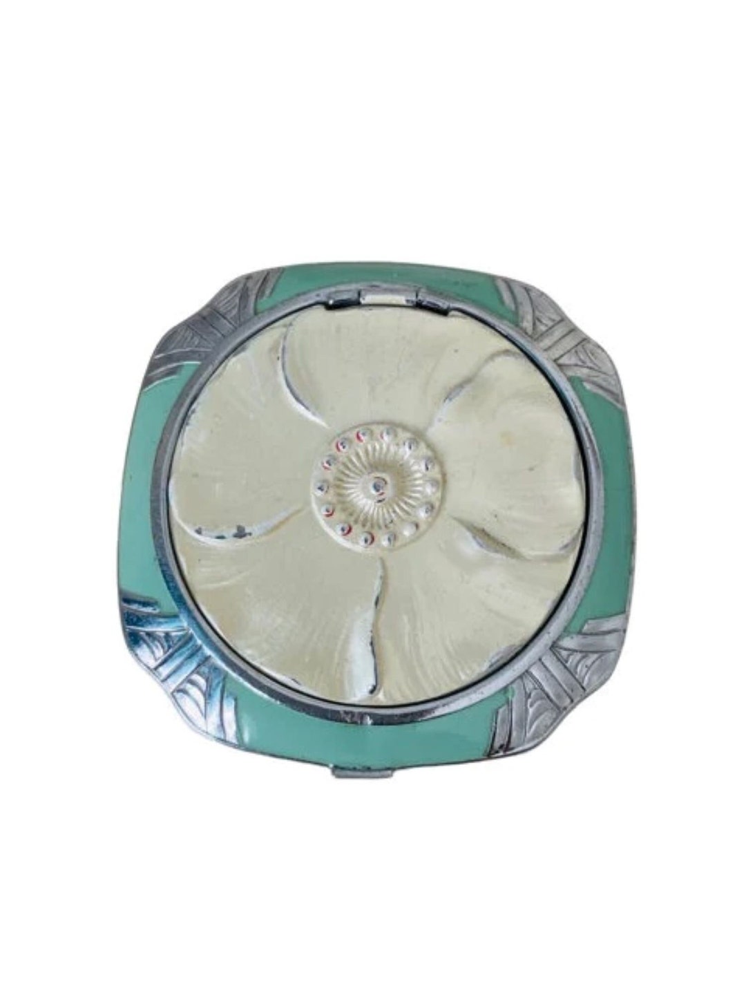 Art Deco Rouge & Powder Compact Vanity Case by Evans Guilloche Enamel ...