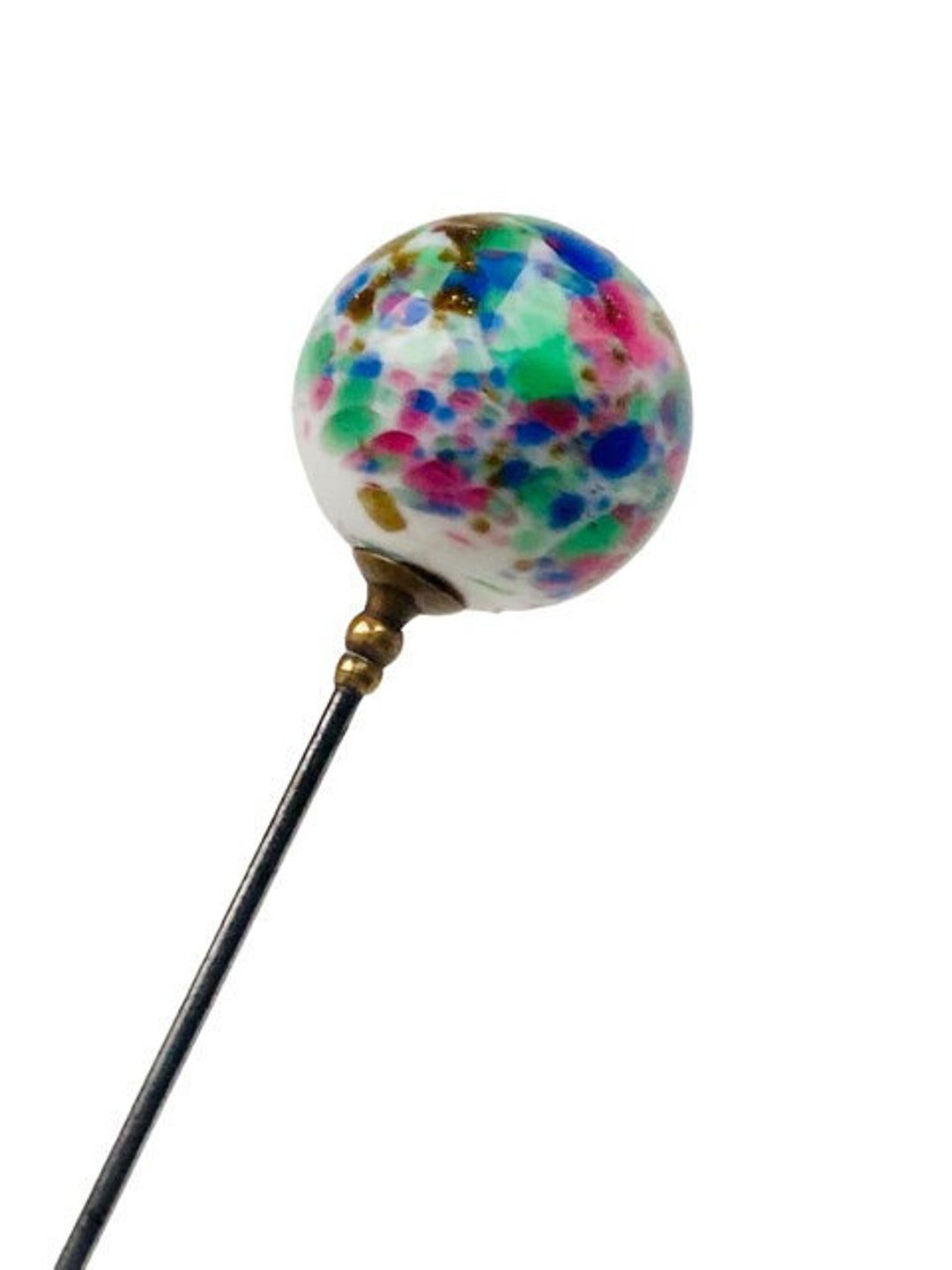 Antique Vintage Marbled Glass Ball Hat Pin - Etsy UK