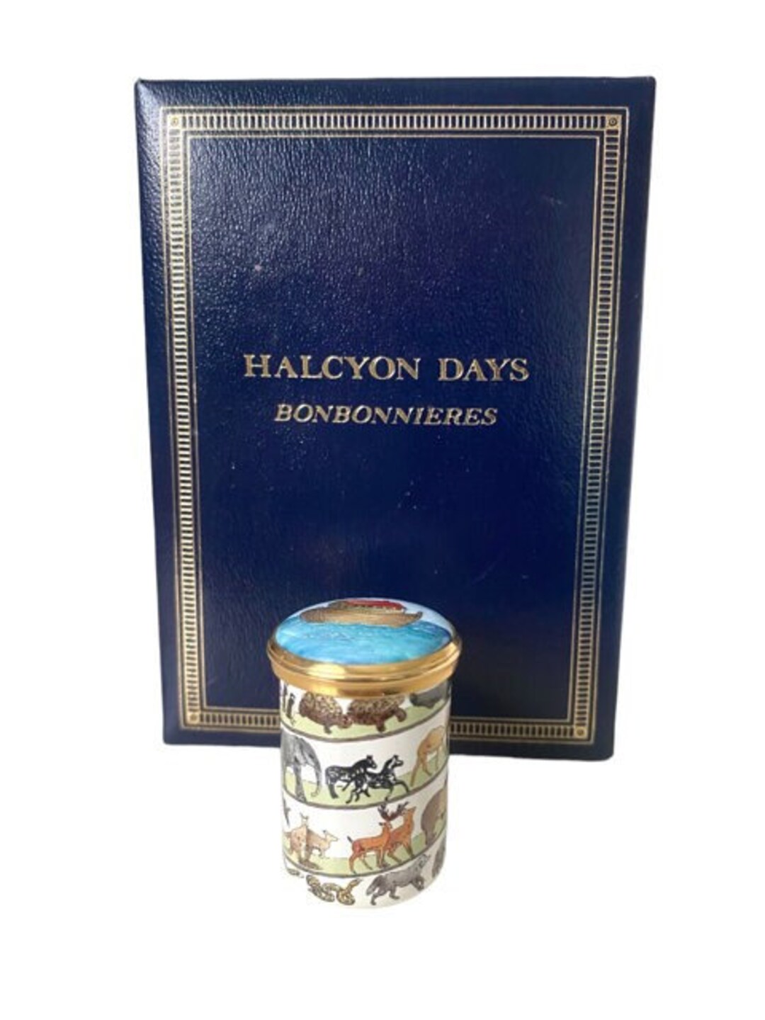 Halcyon Days Pill Pot Box Bilston Battersea English Enamel Noah's Ark ...