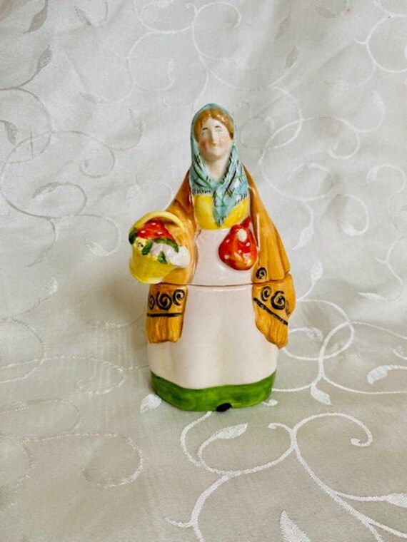 Powder Pot Box circa 1910 Antique German Porcelain Figural Lady Figure ...