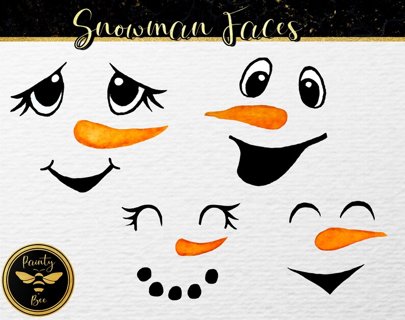 Watercolor Snowman Face Clipart: Winter Holiday SVG PNG Files - Etsy