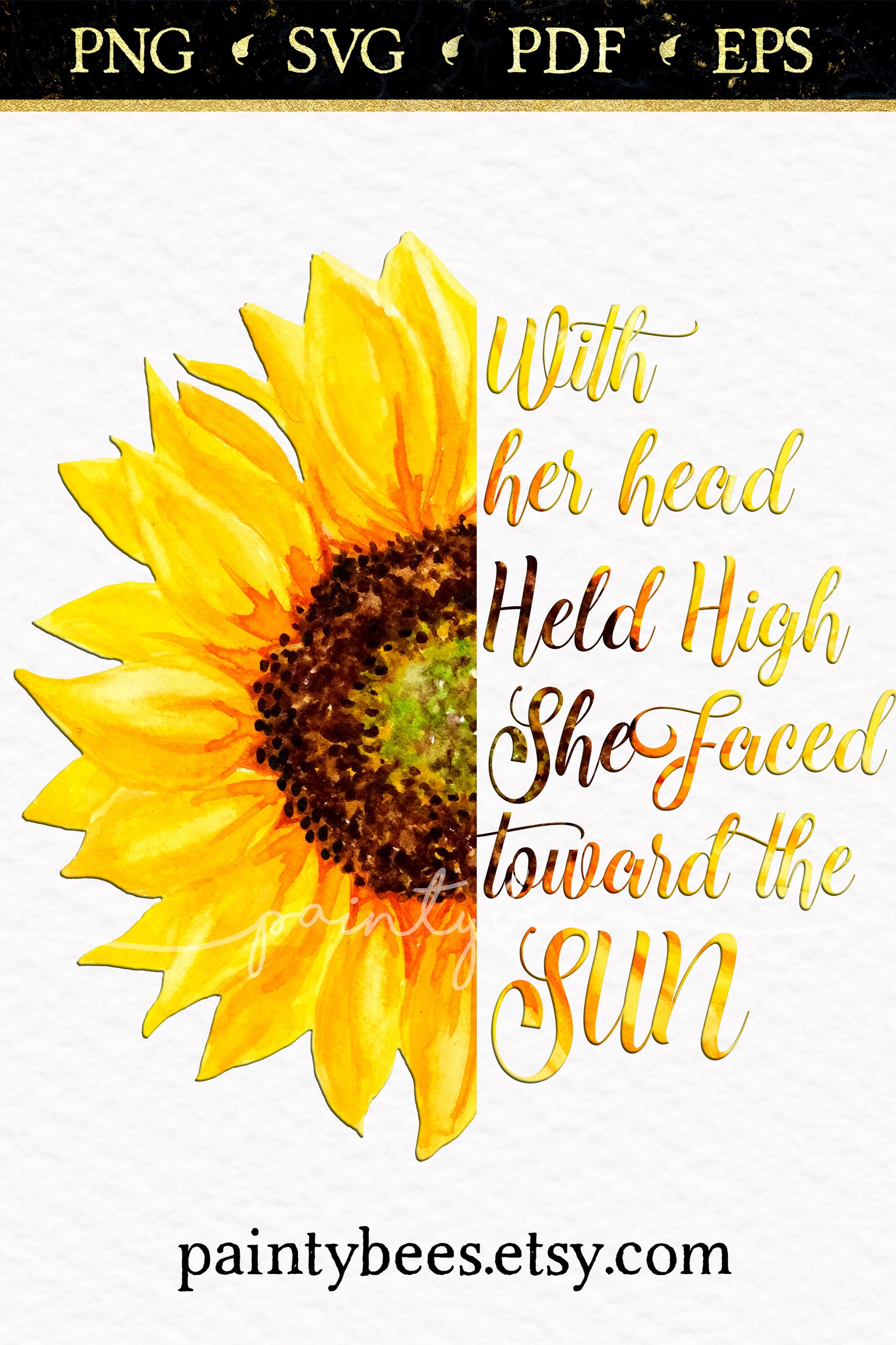 Watercolor Sunflower Clipart Sunflower SVG Girl Power Svg | Etsy