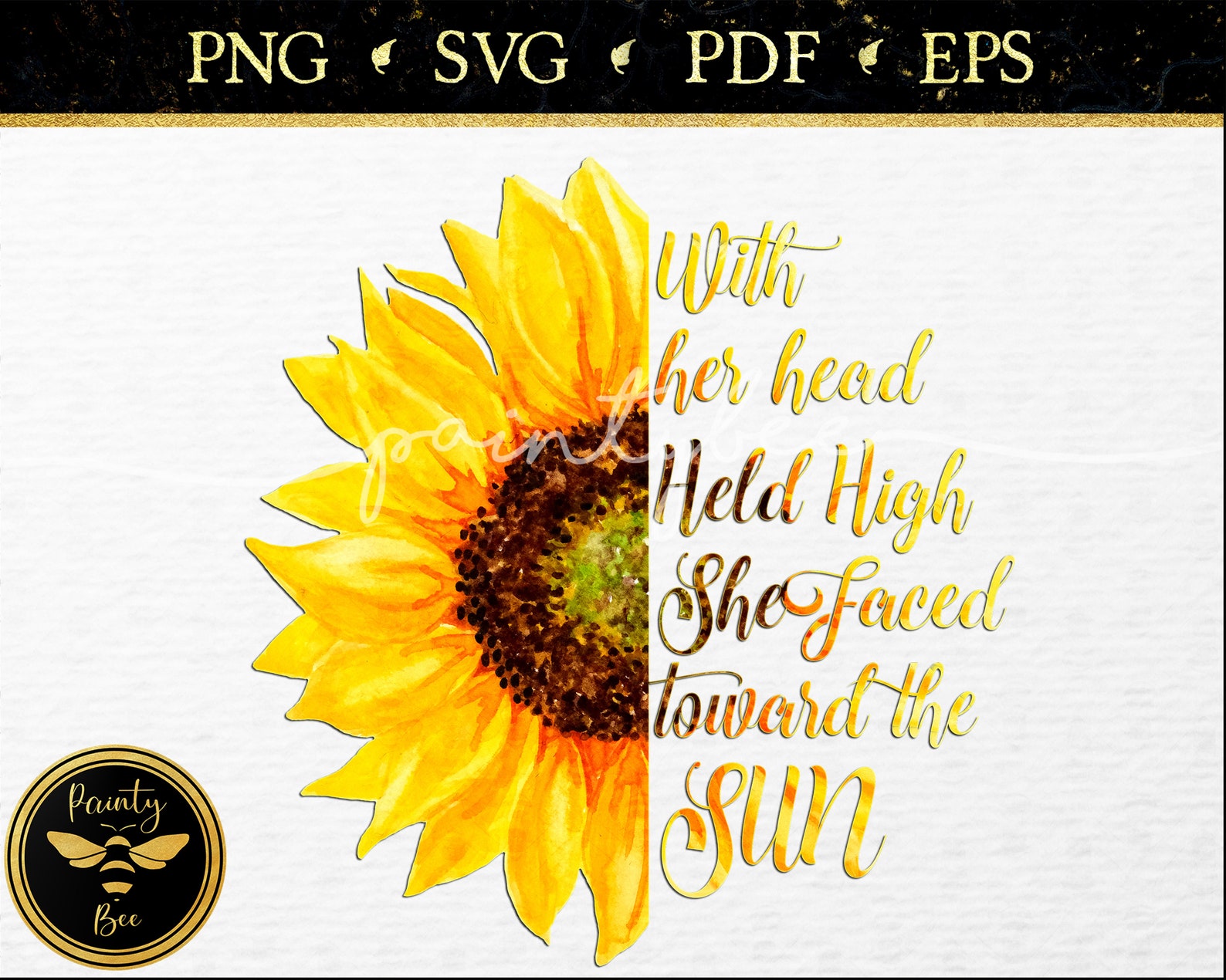 Watercolor Sunflower Clipart Sunflower SVG Girl Power svg | Etsy