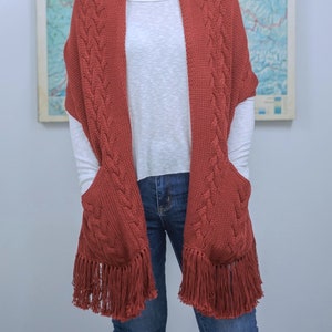 Gift For Her Cotton Shawl Wrap with Pockets Knitted Wrap with | Etsy