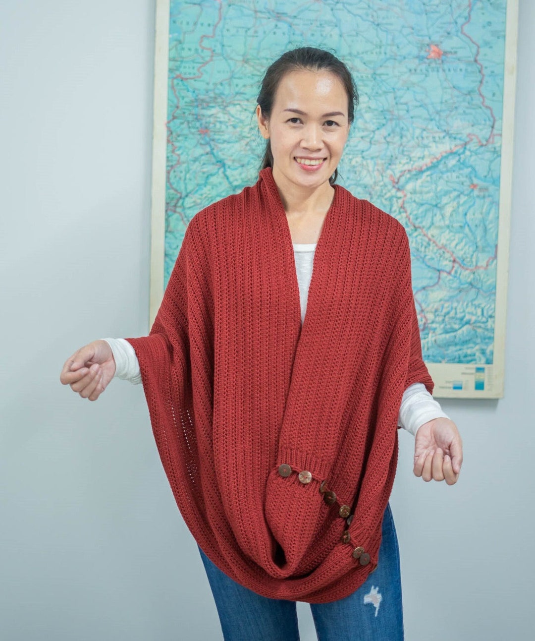 Gift for Her Cotton Knit Infinity Scarf, Cotton Shawl Wrap, Convertible ...