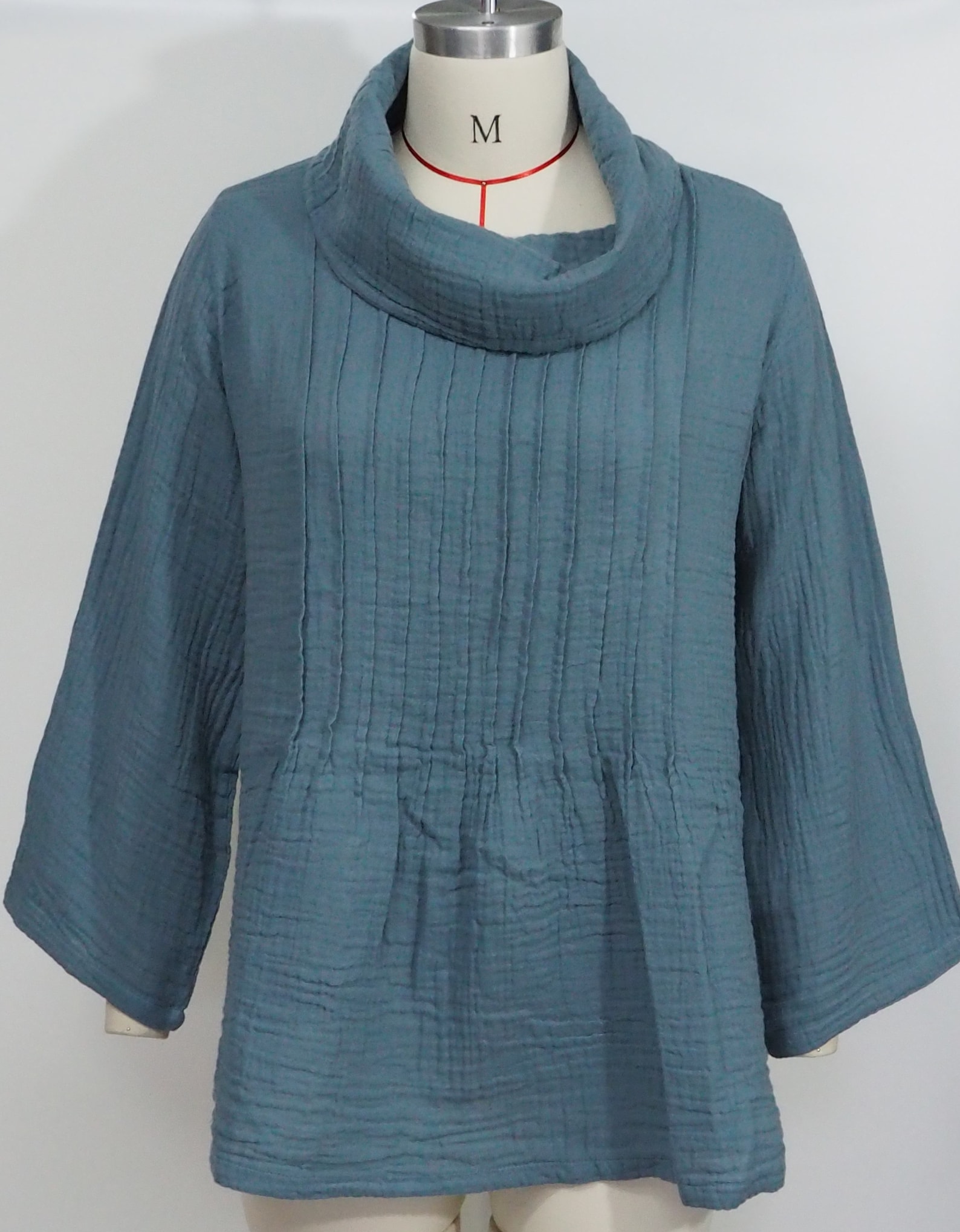 Double gauze cotton Top Crinkle Cotton BlouseTurtleneck pin | Etsy