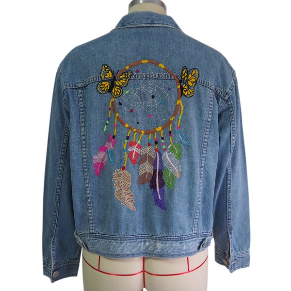 Hand Embroidered Jean Jacket - Etsy
