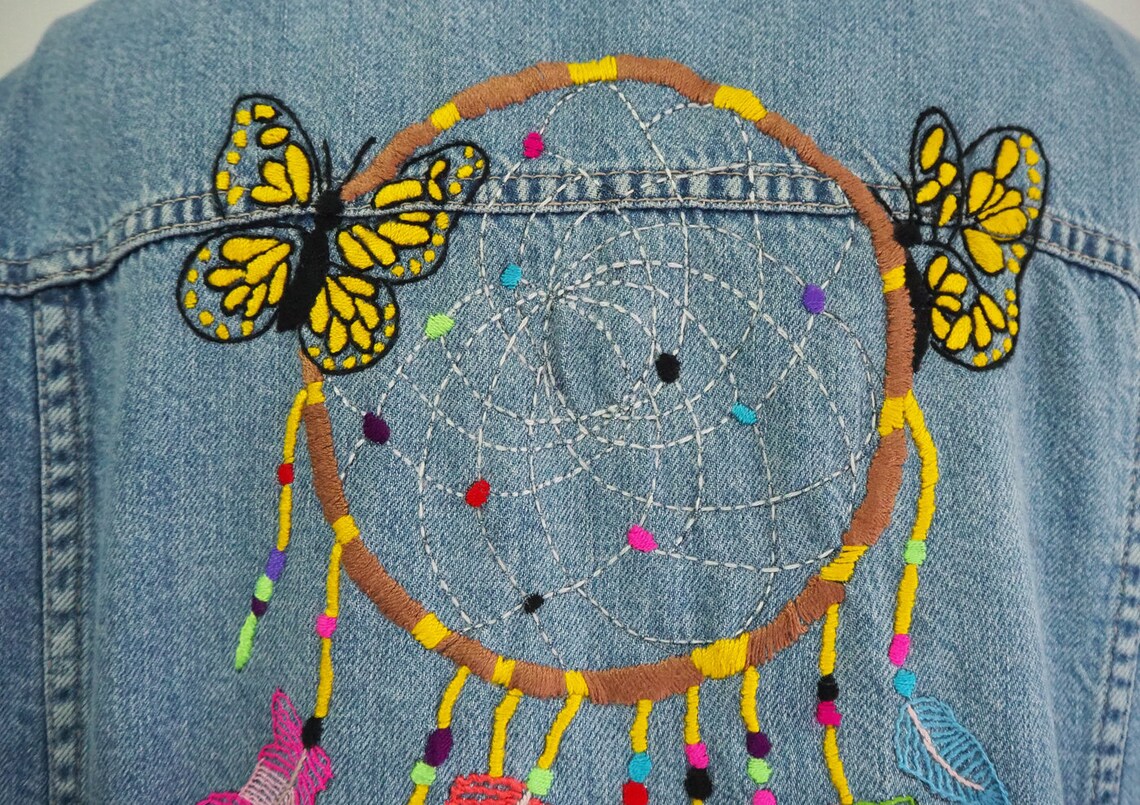 Jean Jacket, Women Denim Jacket, Hand Embroidered Jean Jacket, Cotton ...