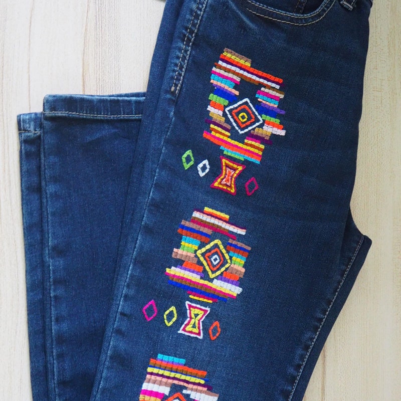 Embroidery Jeans - Etsy