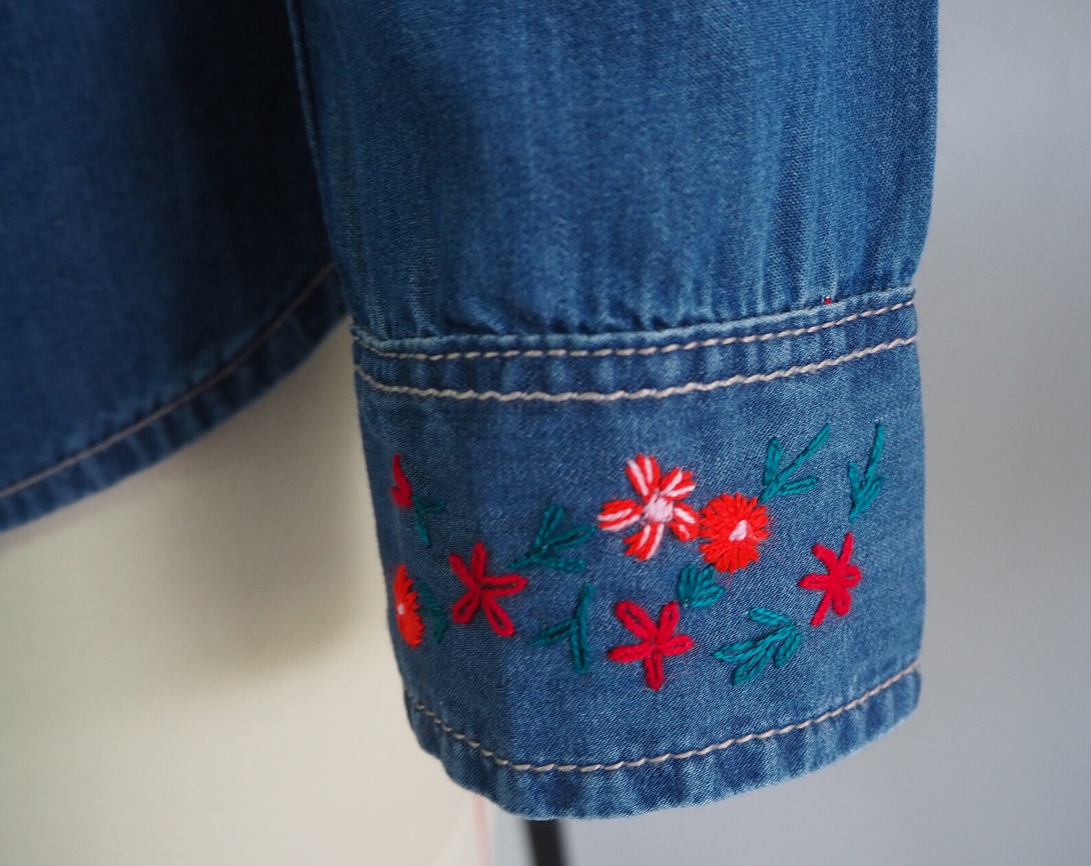 Women Denim Shirt Hand Embroidery, Button Down Denim Shirt, Women's Top ...