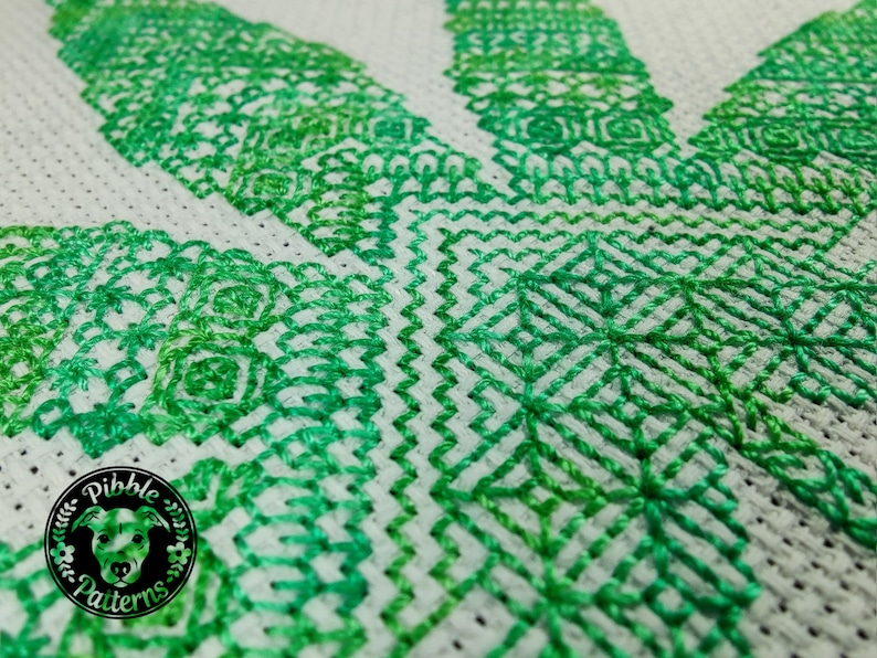 Blackwork Marijuana Leaf Subversive Modern Cross Stitch - Etsy