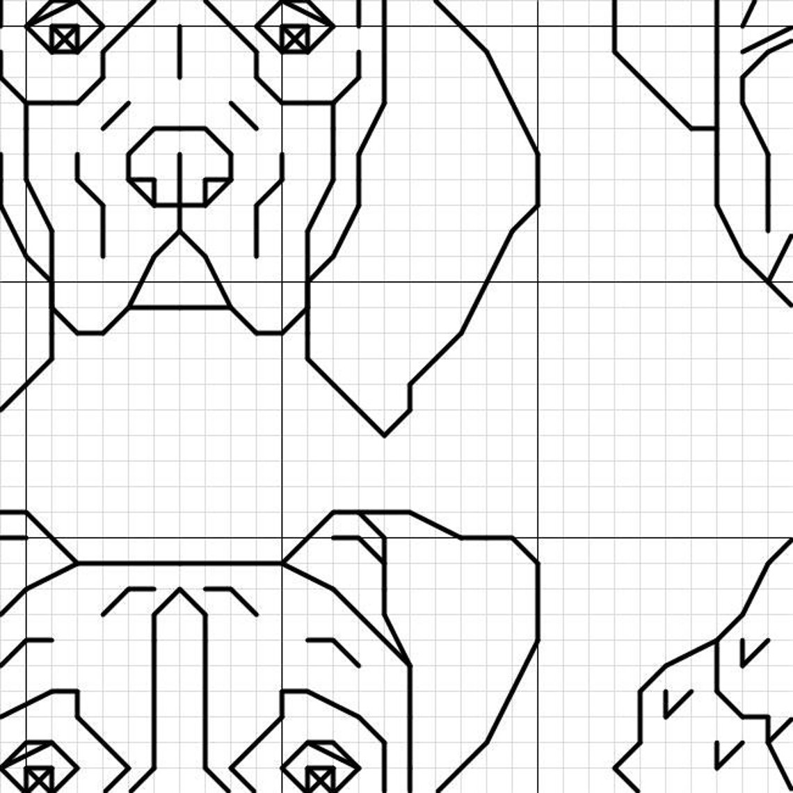 Blackwork Dog Sampler - Modern Cross Stitch Pattern PDF File - Instant ...