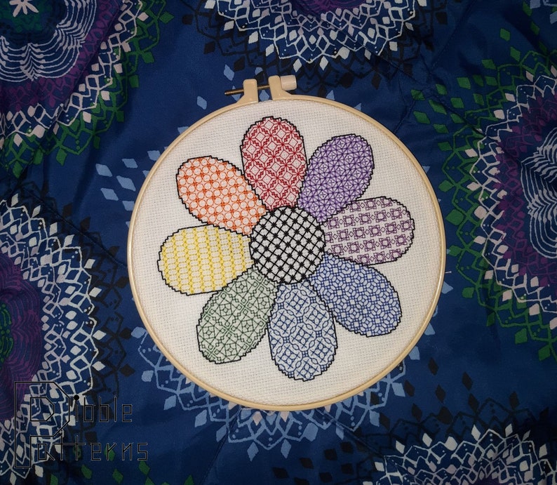 Blackwork Flower Modern Cross Stitch Pattern PDF File - Etsy