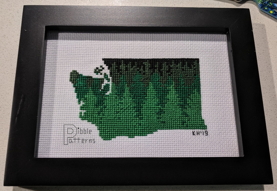 Washington State - the Evergreen State - Modern Cross Stitch Pattern ...