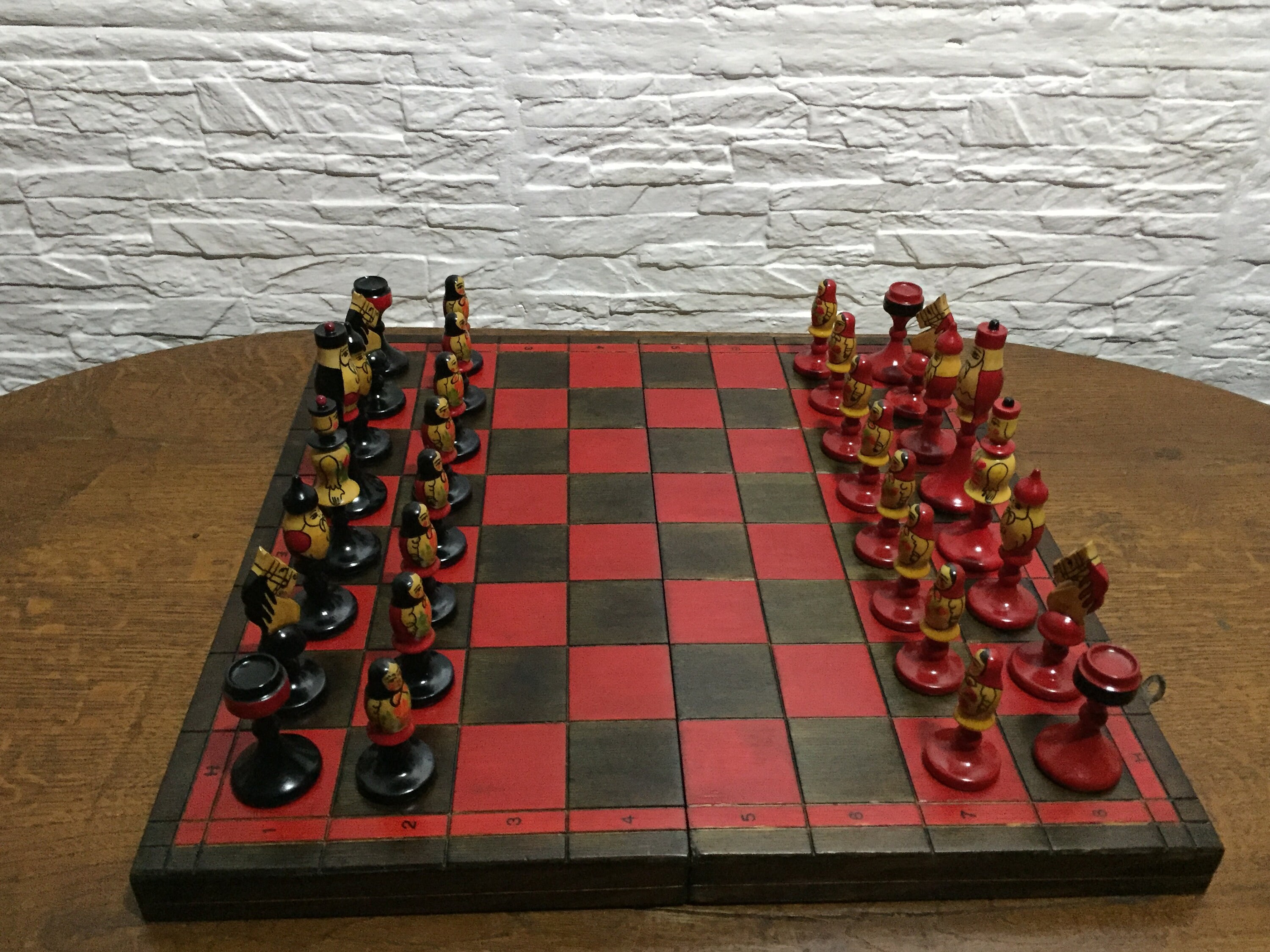 Matryoshka russian chess set // soviet vintage wooden painted | Etsy