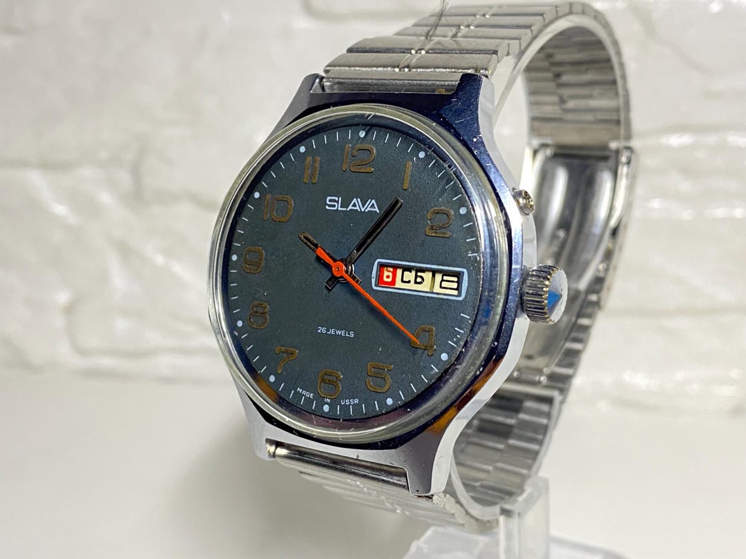 Rare Wrist Watch Slava– 26 Jewels Watch Mens Gift for Him Made in USSR ...